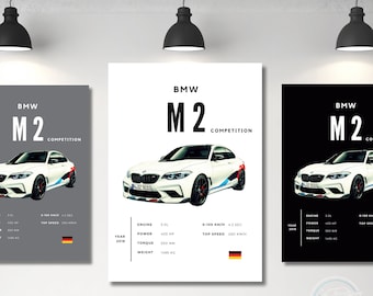 BMW M2 Competition F87 Poster Print Wall Art Car - Etsy