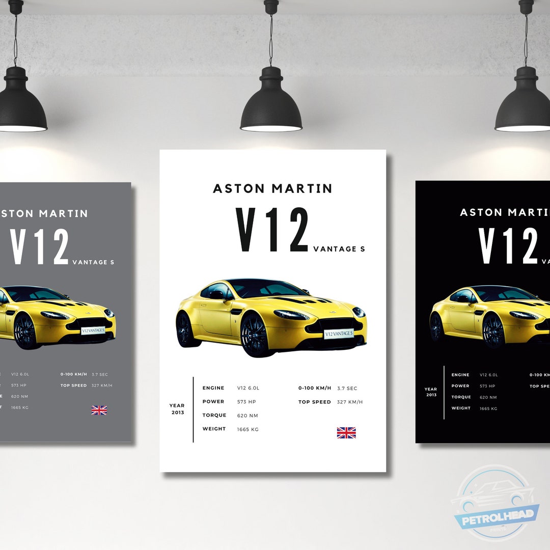 Aston Martin Poster Print V12 Vantage Poster Wall Art Car Photography ...