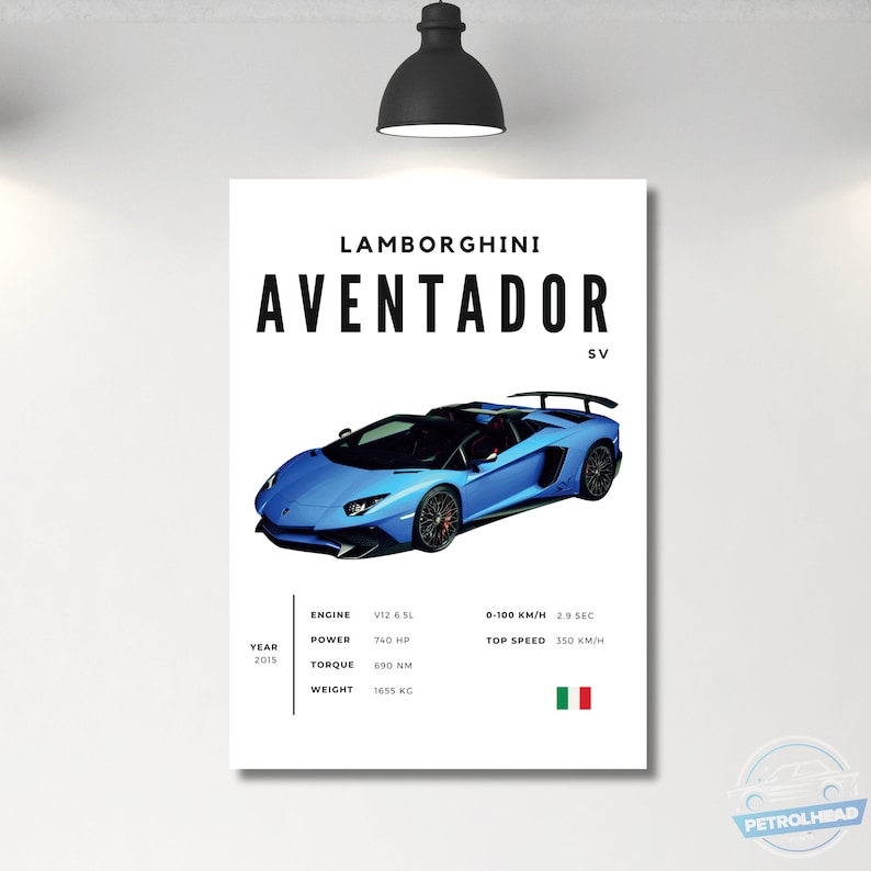 Lamborghini Poster Print Aventador SV Poster Super Car Poster Wall Art ...