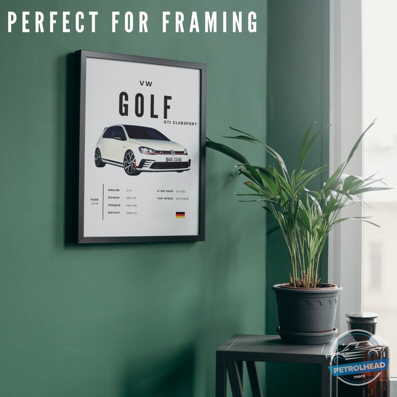 VW Poster Print Golf Gti Poster Sports Car Poster Wall Art Car - Etsy UK