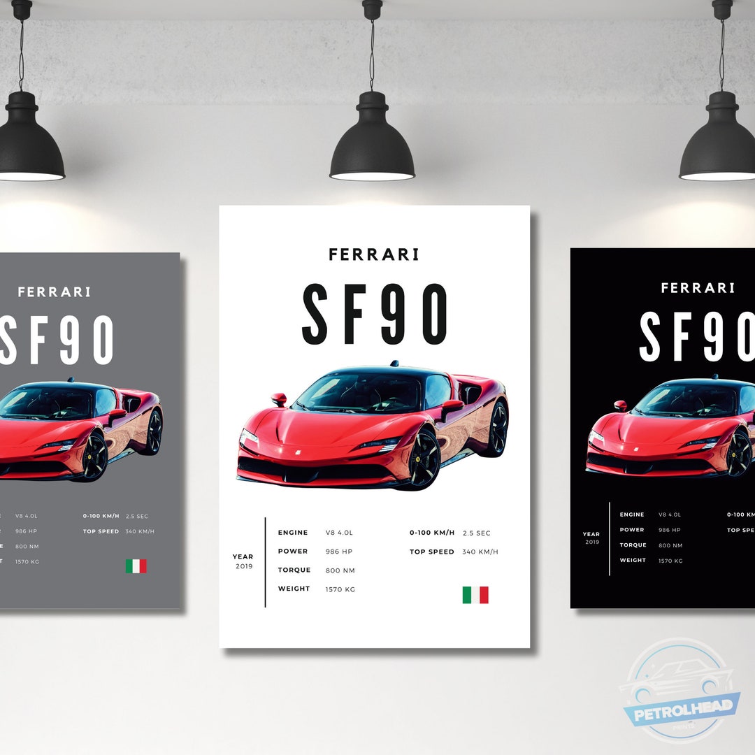Ferrari SF90 Poster: Supercar Wall Art, Car Photography - Etsy