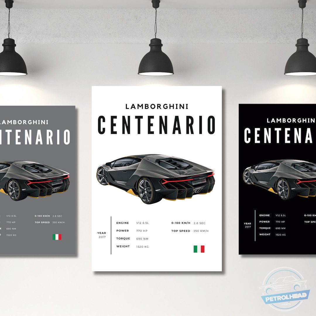 Lamborghini Poster Print Centenario Poster Super Car Poster Wall Art ...