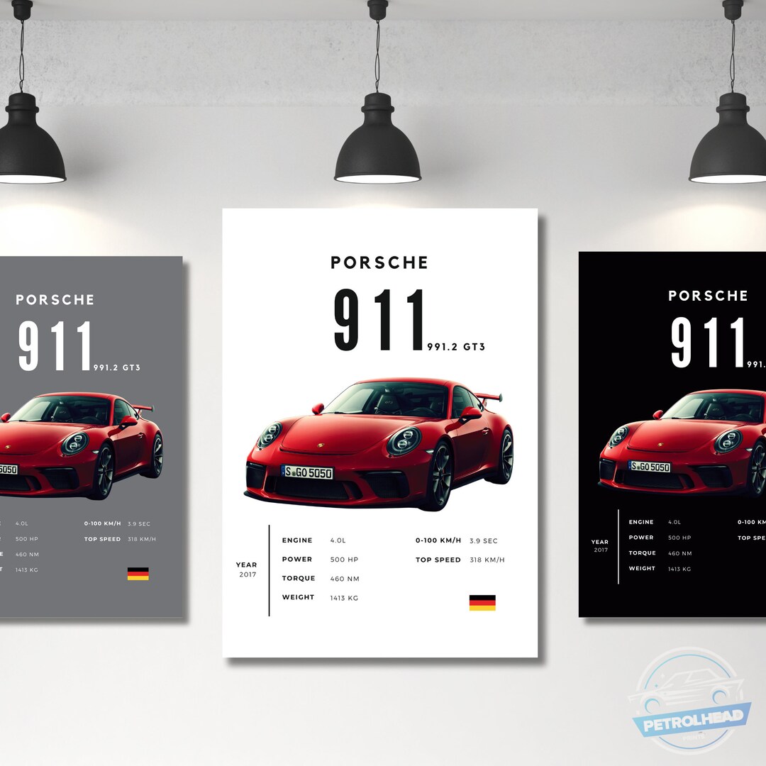 Porsche Poster Print 911 GT3 Poster Super Car Poster Wall Art Car ...