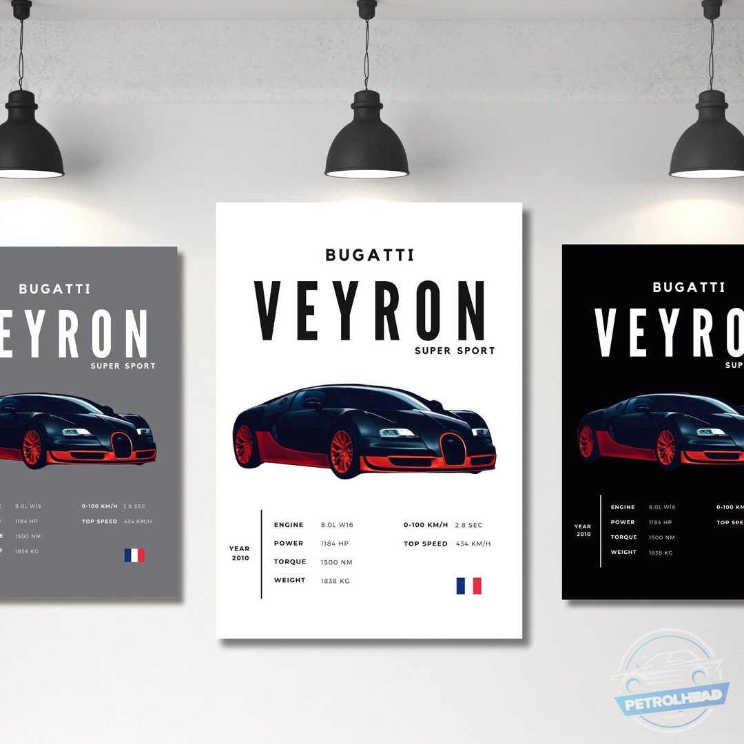 Bugatti Veyron Poster Print: Super Car Wall Art - Etsy UK