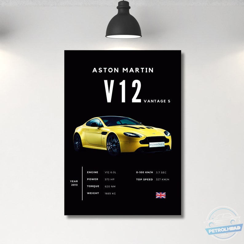 Aston Martin Poster Print V12 Vantage Poster Wall Art Car Photography ...