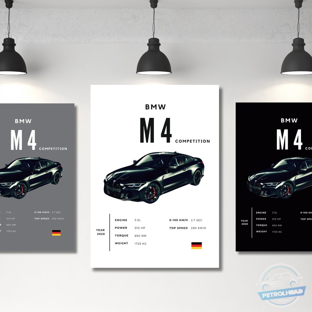 BMW Poster Print M4 Poster Sports Car Poster Wall Art Car Photography ...