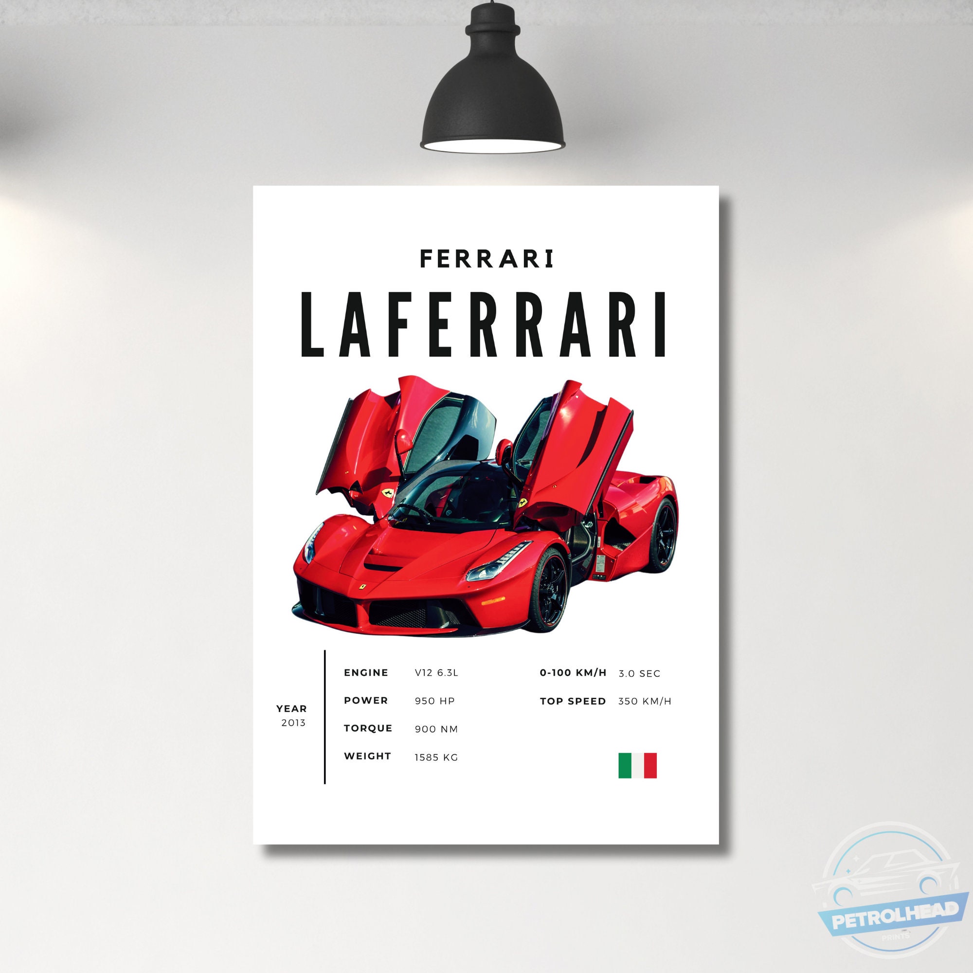 Ferrari Poster Print La Ferrari Poster Supercar Poster Wall Art Car ...