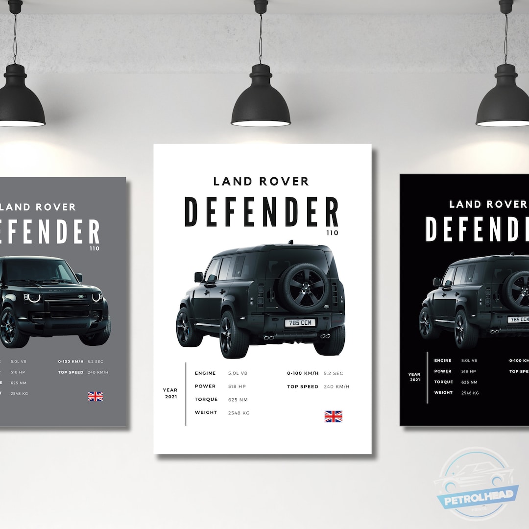 Land Rover Poster Print Defender 110 V8 SUV Sports Car Poster Wall Art ...
