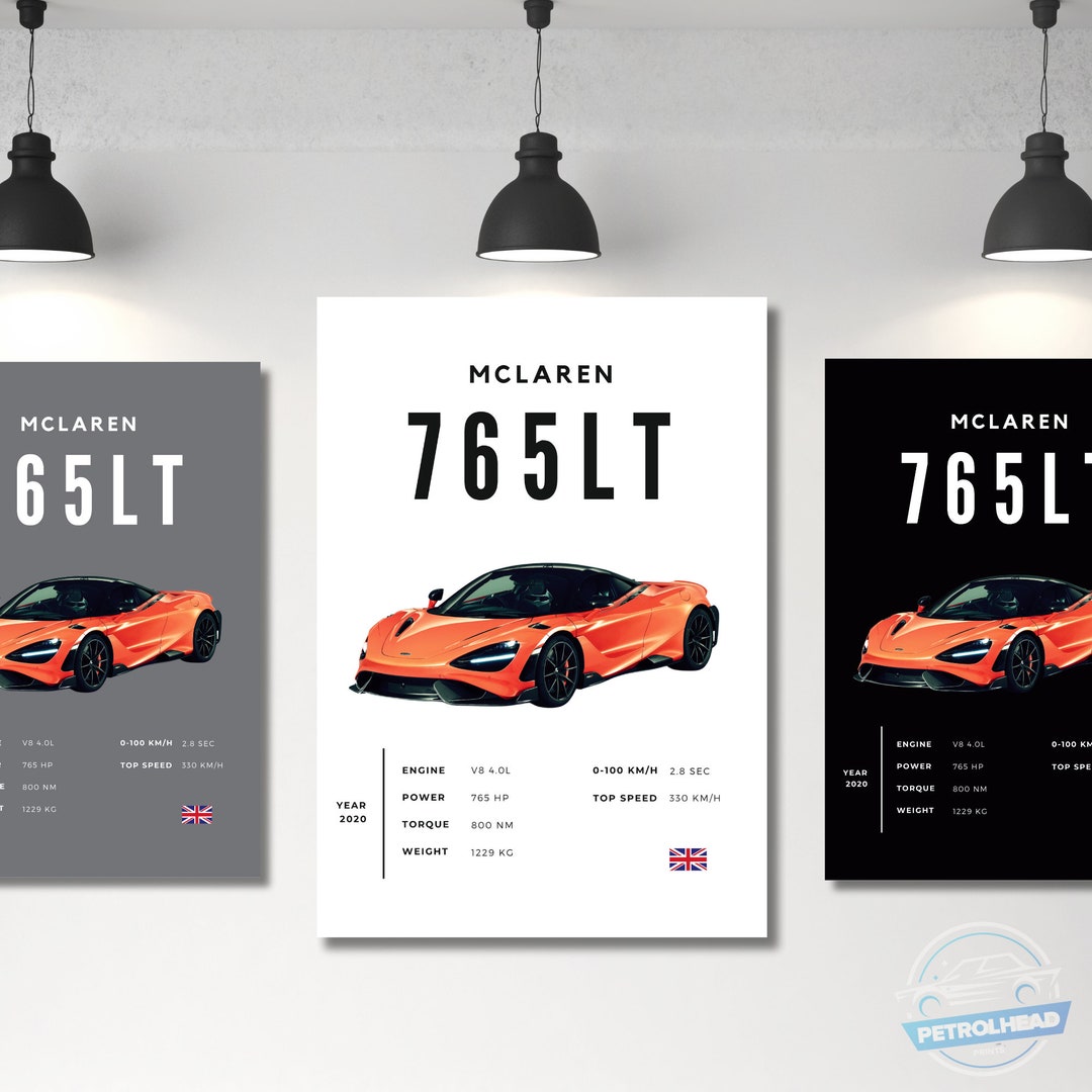 Mclaren Poster Print 765LT Poster Super Car Poster Wall Art Car ...
