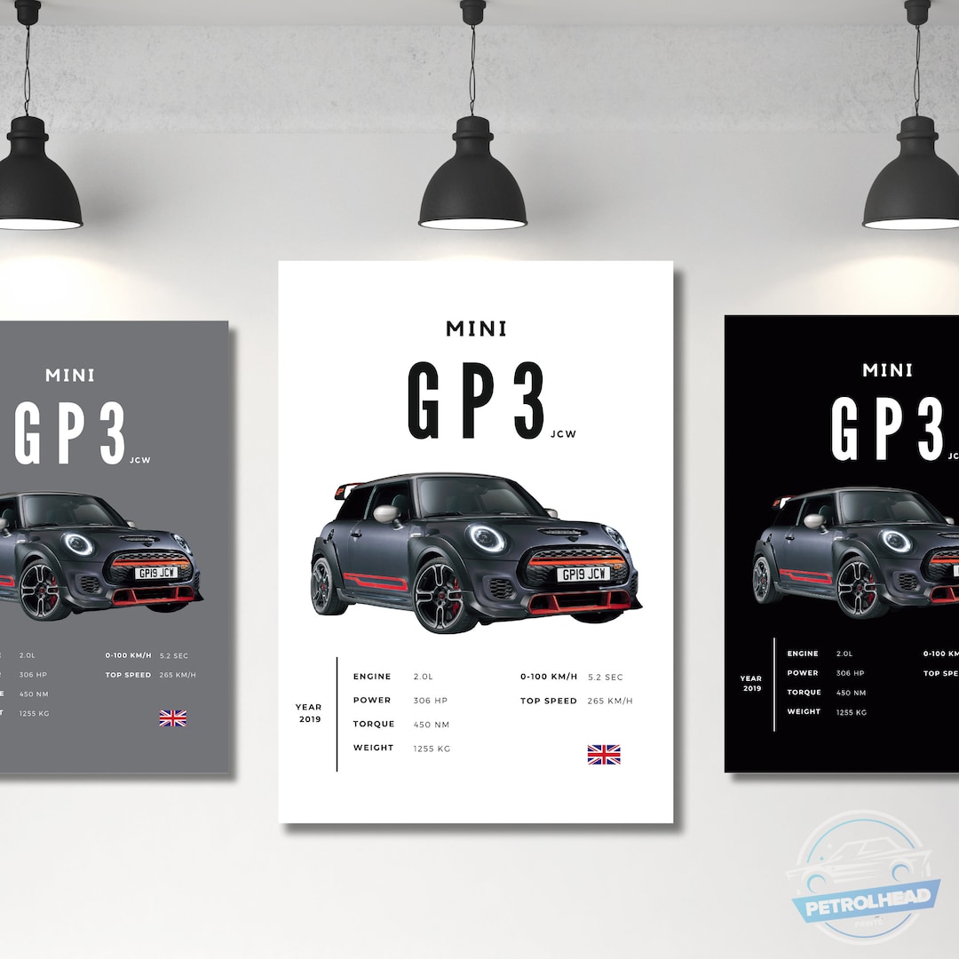 Mini Cooper S Poster Print GP3 JCW Poster Sports Car Poster Wall Art ...
