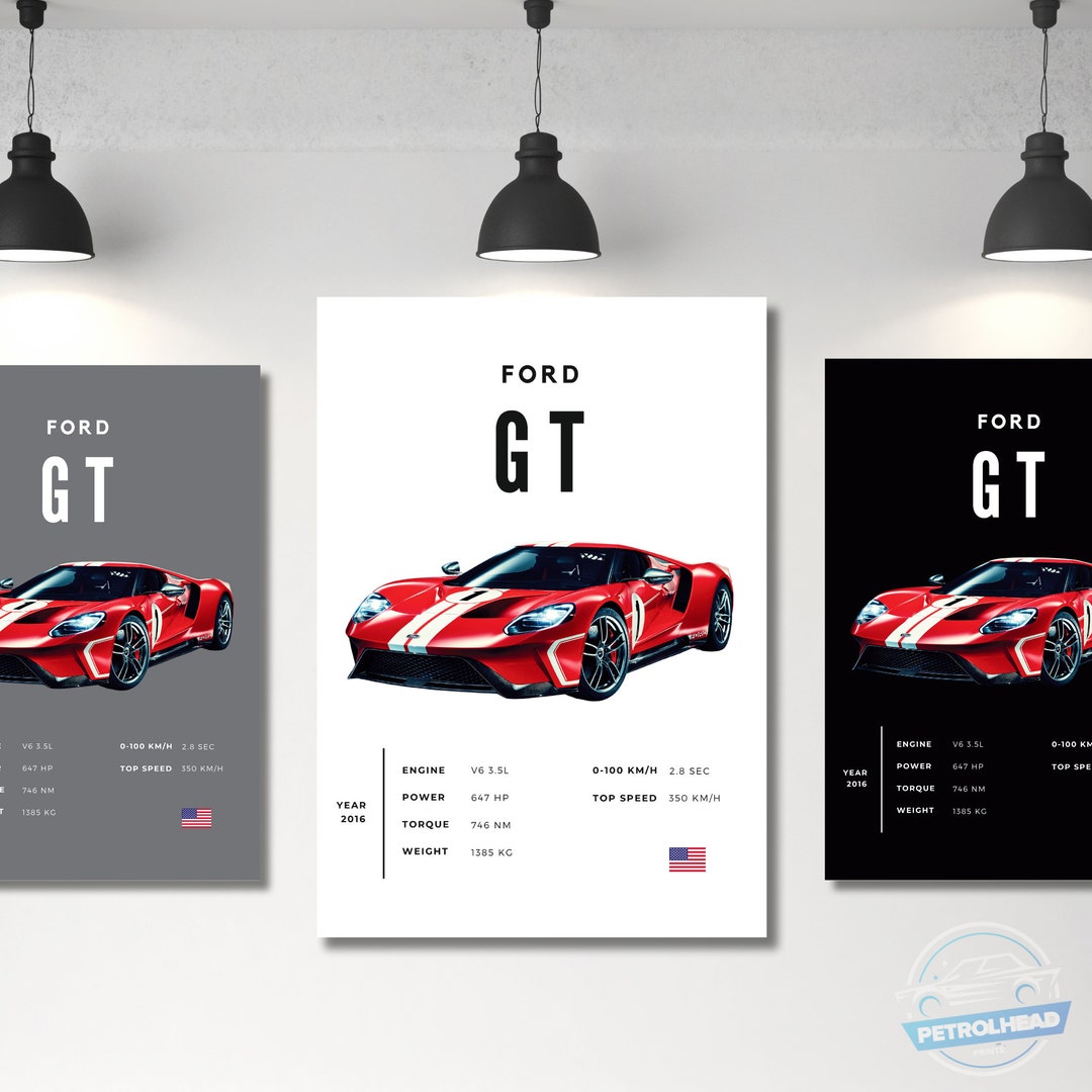 Ford GT Poster Print Ford Poster Super Car Poster Wall Art Car ...