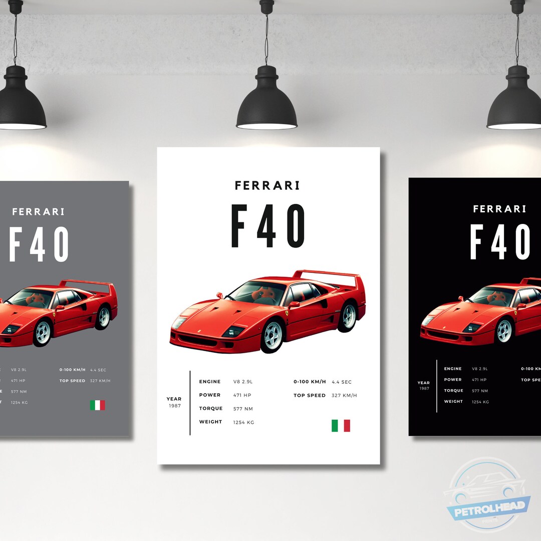 Ferrari F40 Poster Print: Super Car Wall Art - Etsy