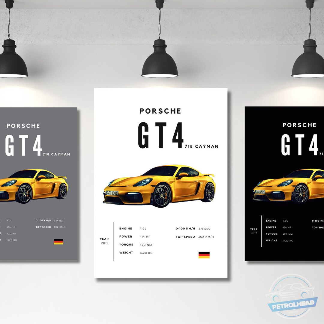 Porsche Cayman GT4 Poster: Sports Car Photography Wall Art - Etsy