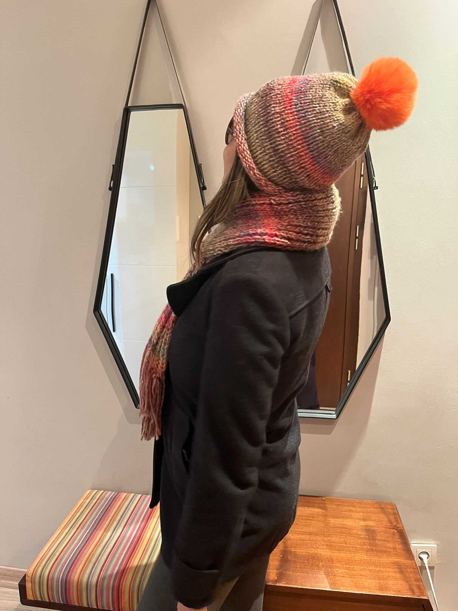 Mealy Color Beanie Hat Set Knit Pompom Hat Scarf Set for Women Wool ...