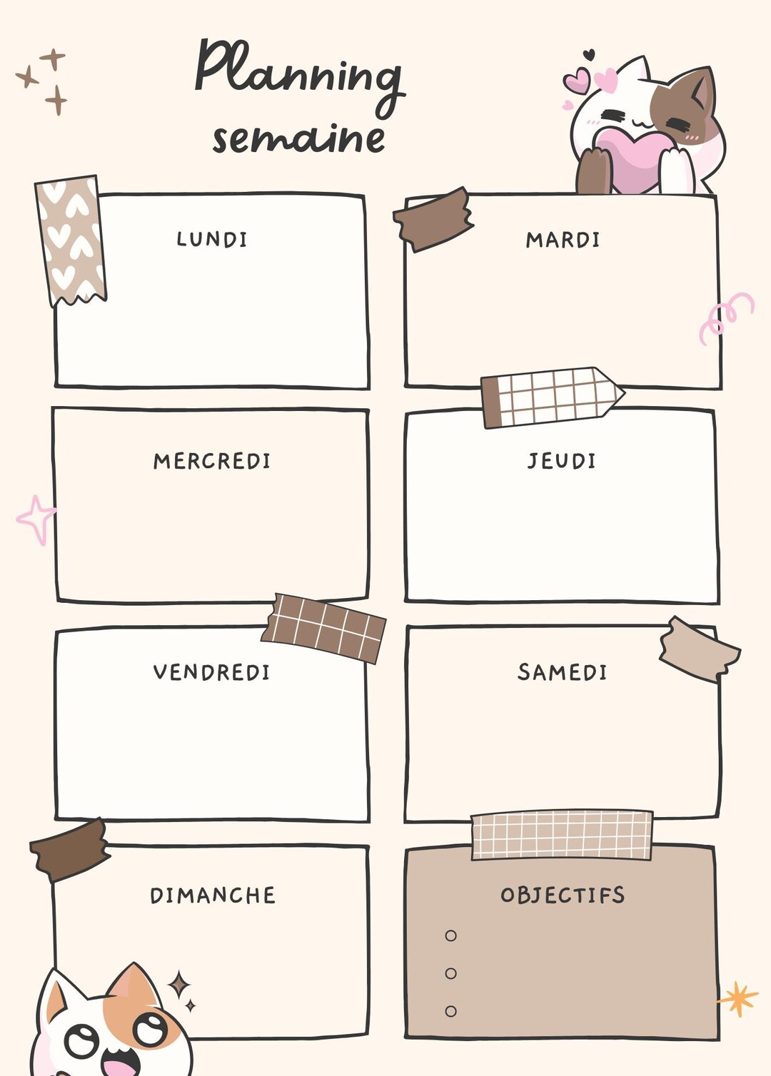 Planning De La Semaine Modèle Imprimable - Agenda Hebdomadaire ...