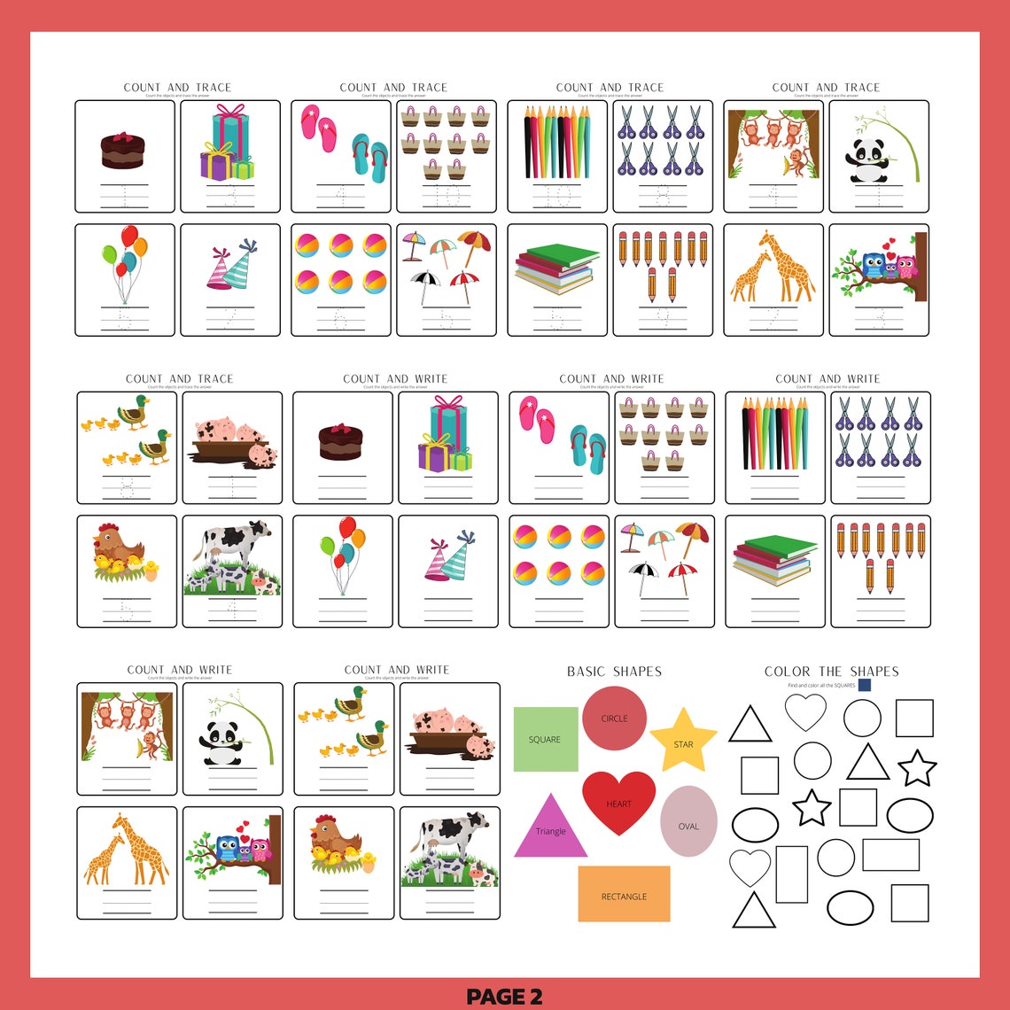 Worksheet Kindergarten Printable Printable Count & Trace Activity ...