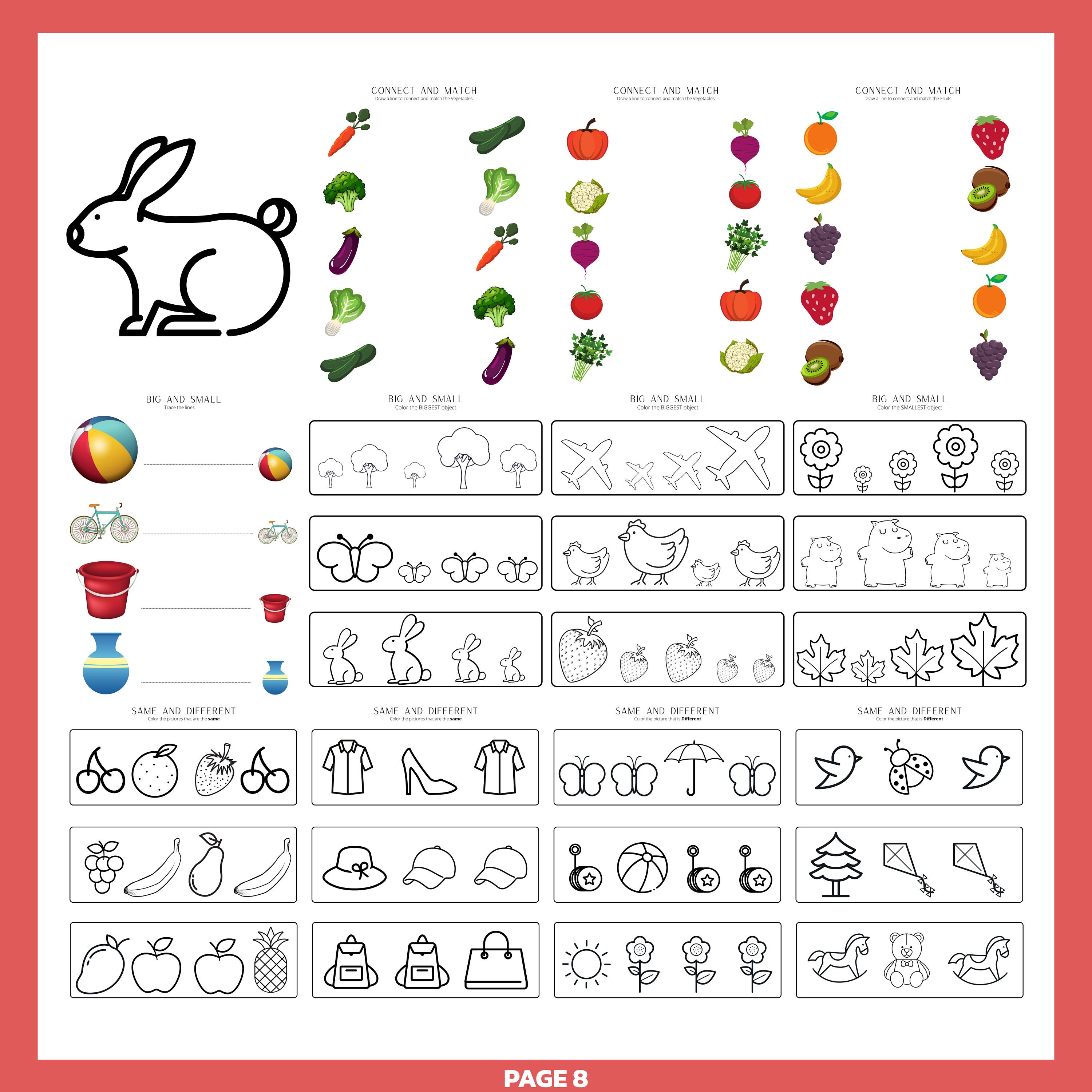 Worksheet Kindergarten Printable Connect and Match Activity Learning ...