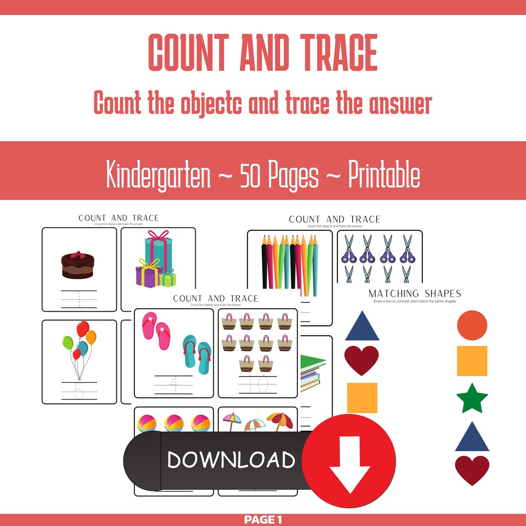 Worksheet Kindergarten Printable Printable Count & Trace Activity ...