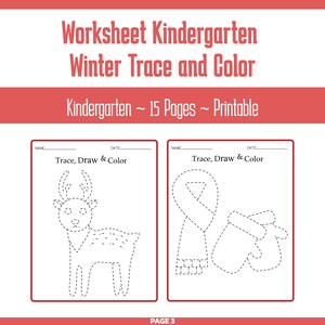 Worksheet Kindergarten Printable Winter Trace and Color Educational ...