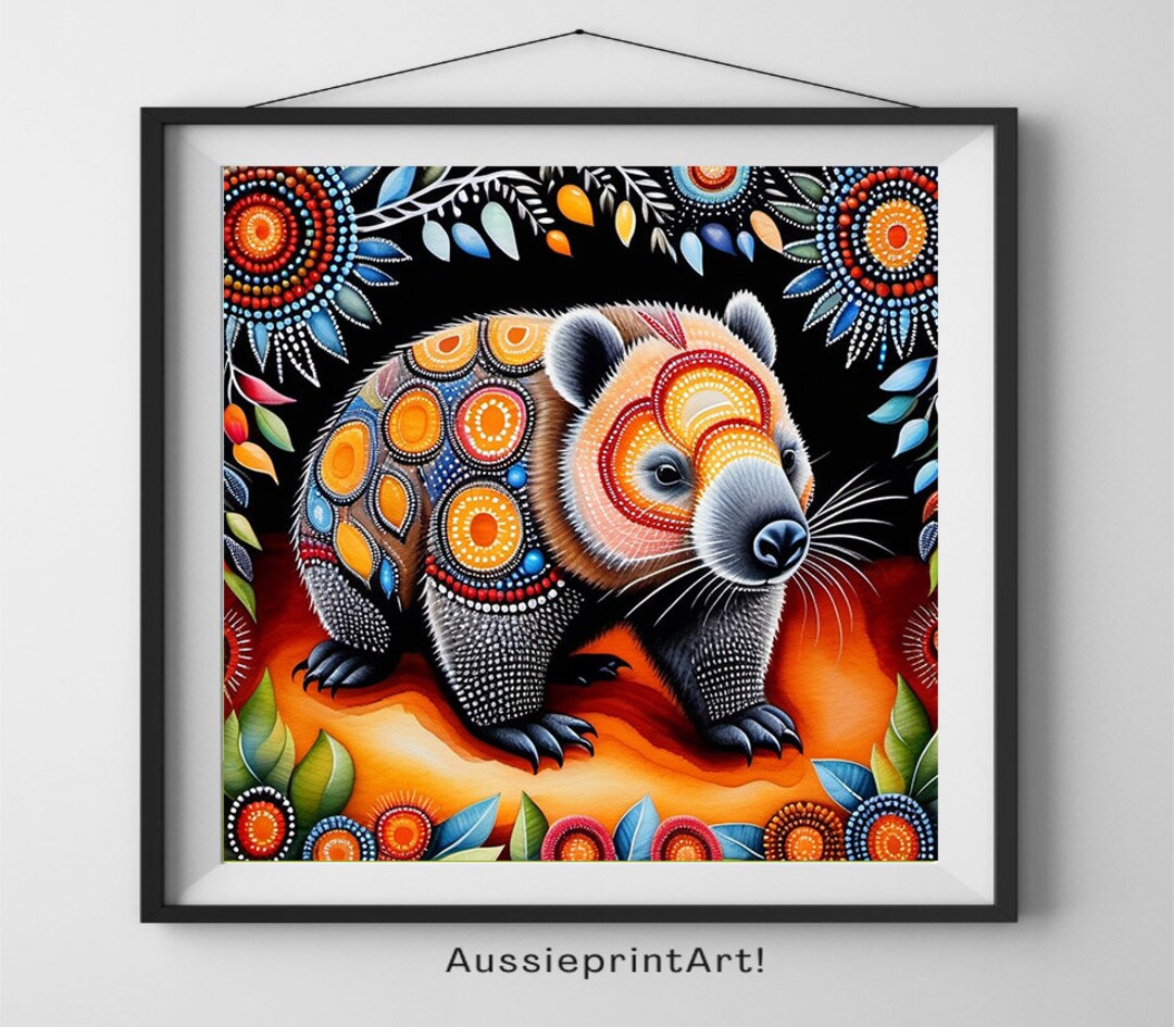 Wombat, Indigenous Inspired Art, Digital Art, Nursery, Children, Australia, Animal. Cute - Etsy