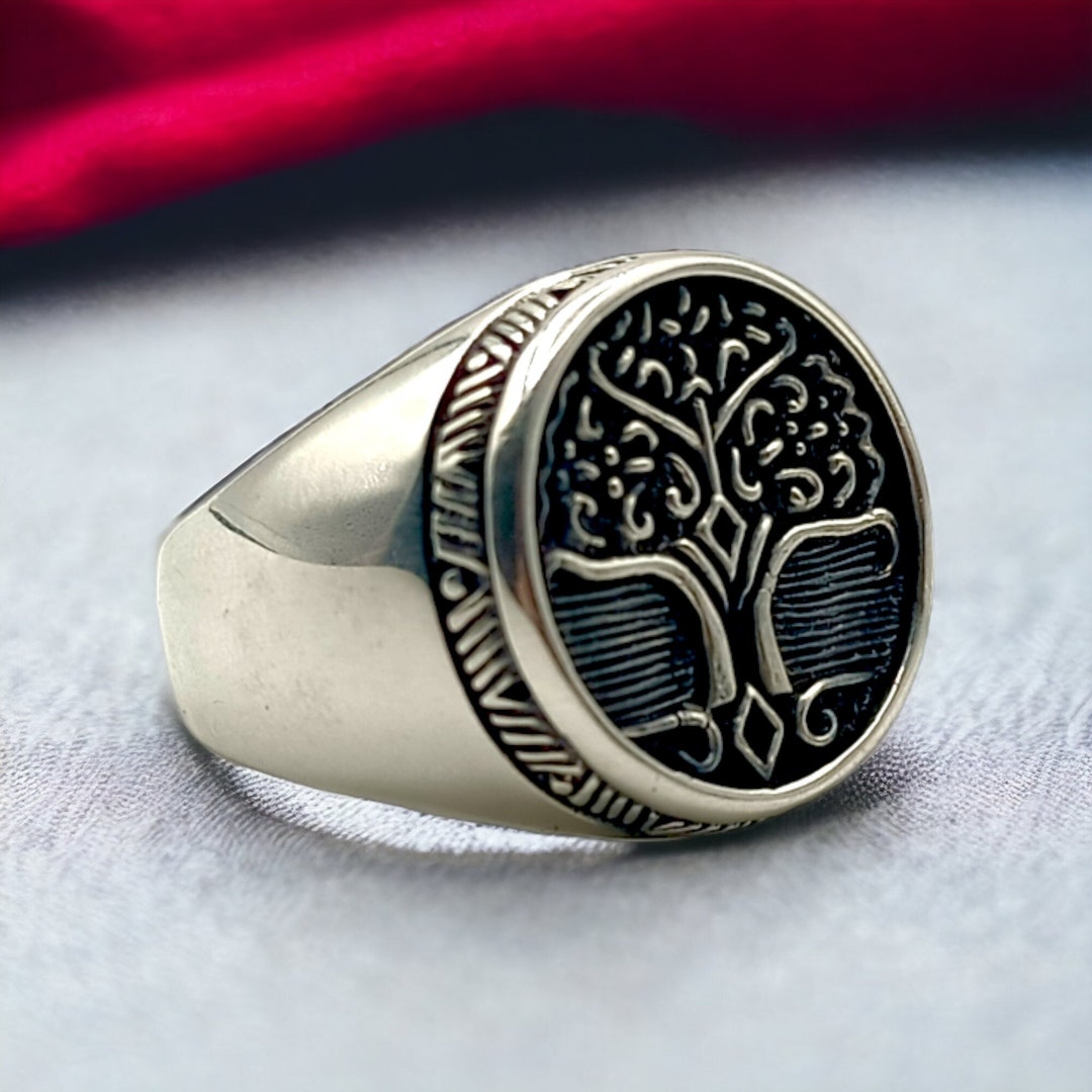 925 Sterling Silver Men's Ring Tree of Life Silver Ring - Etsy Canada