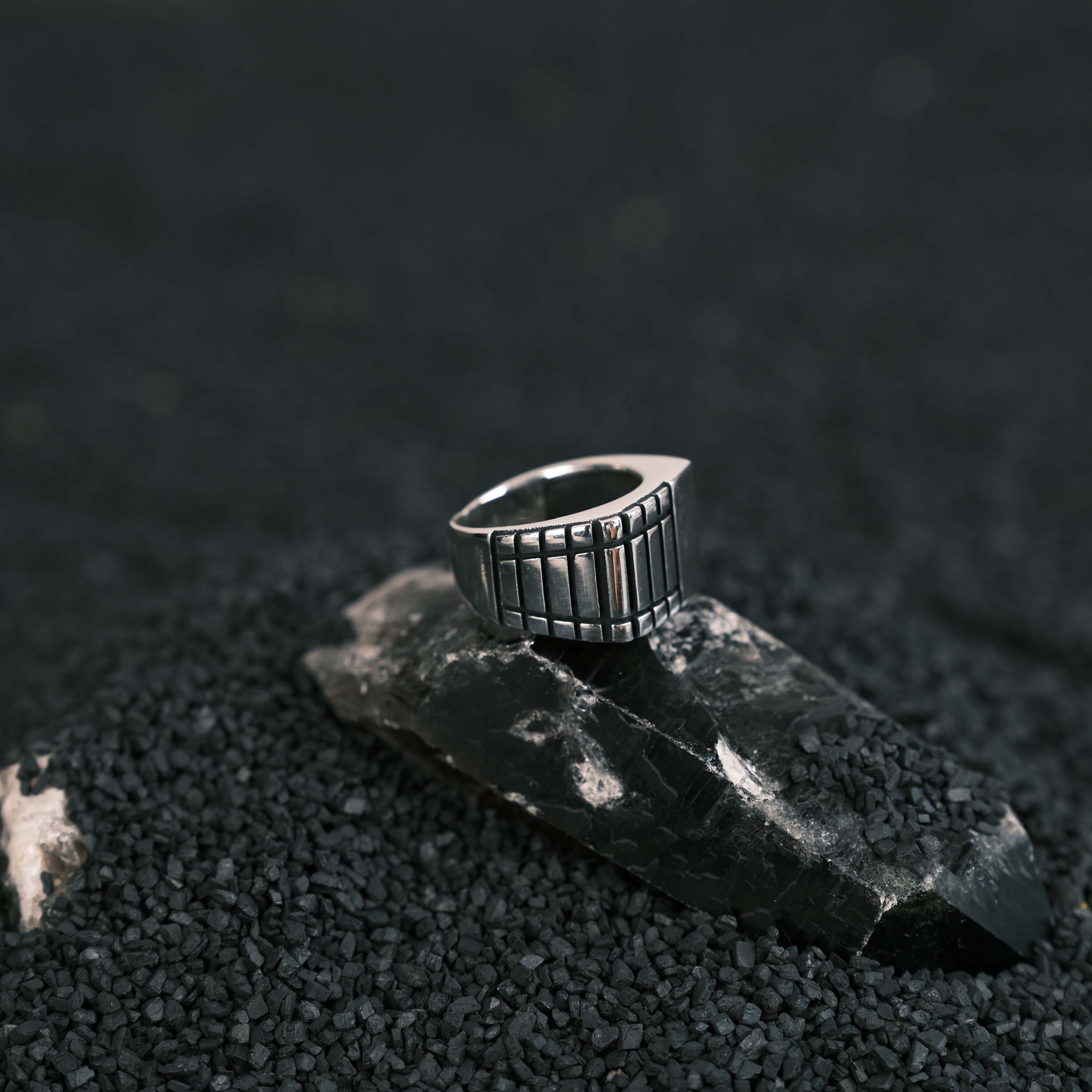 925 Sterling Silver Men's Ring, Line Pattern Silver Ring, Men's ...