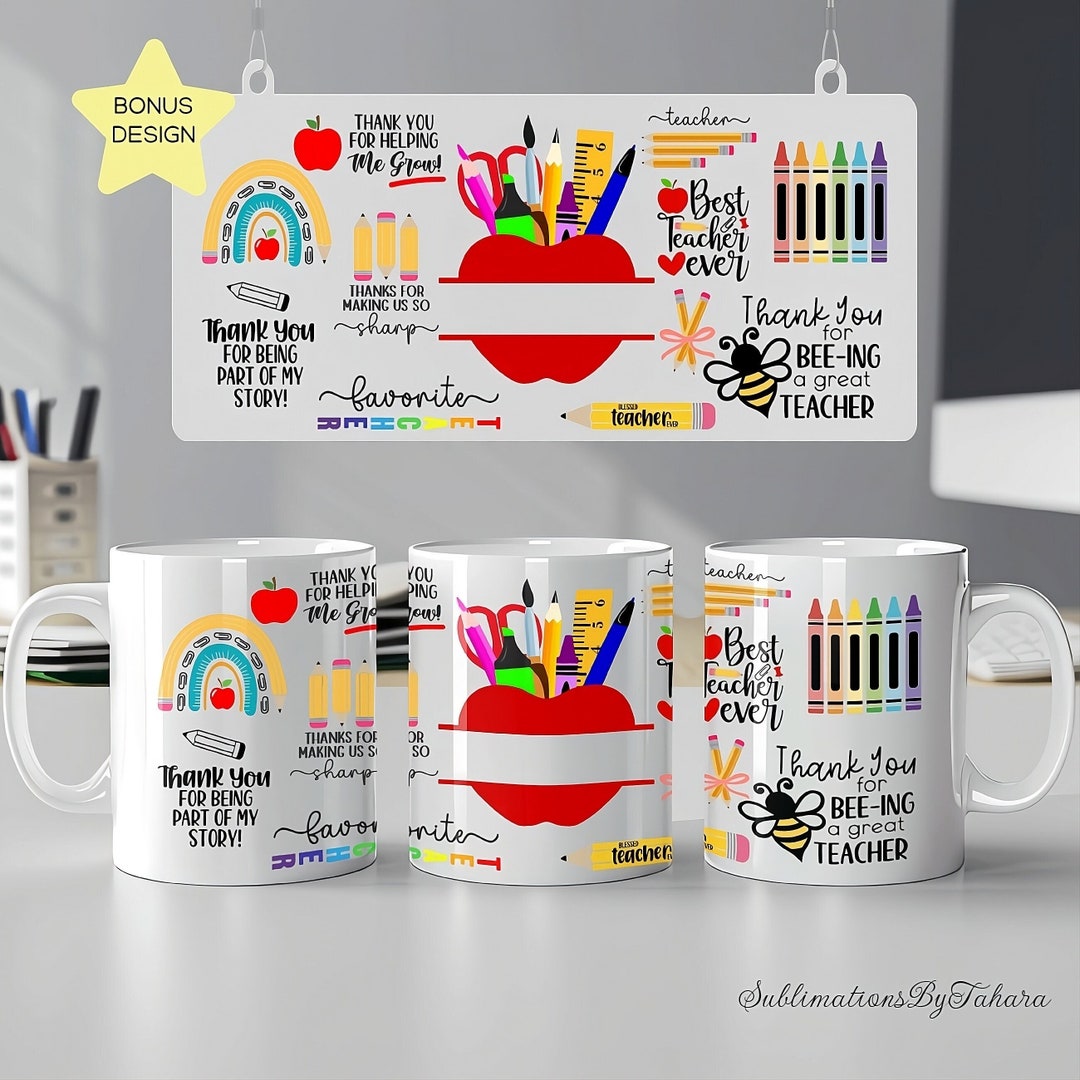 Teacher Appreciation Custom Name Sublimation Design 11oz 15oz Mug ...