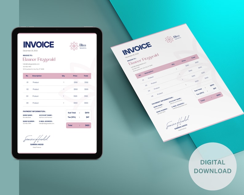 Modern and Professional Invoice Design, Invoice Template, Printable ...