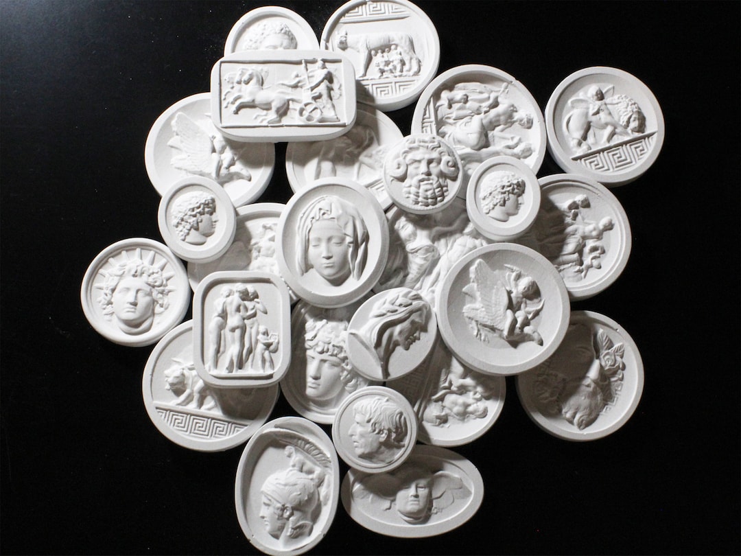Plaster Intaglio, 10 Pieces Mixed Grand Tour Intaglios, Plaster Wall ...