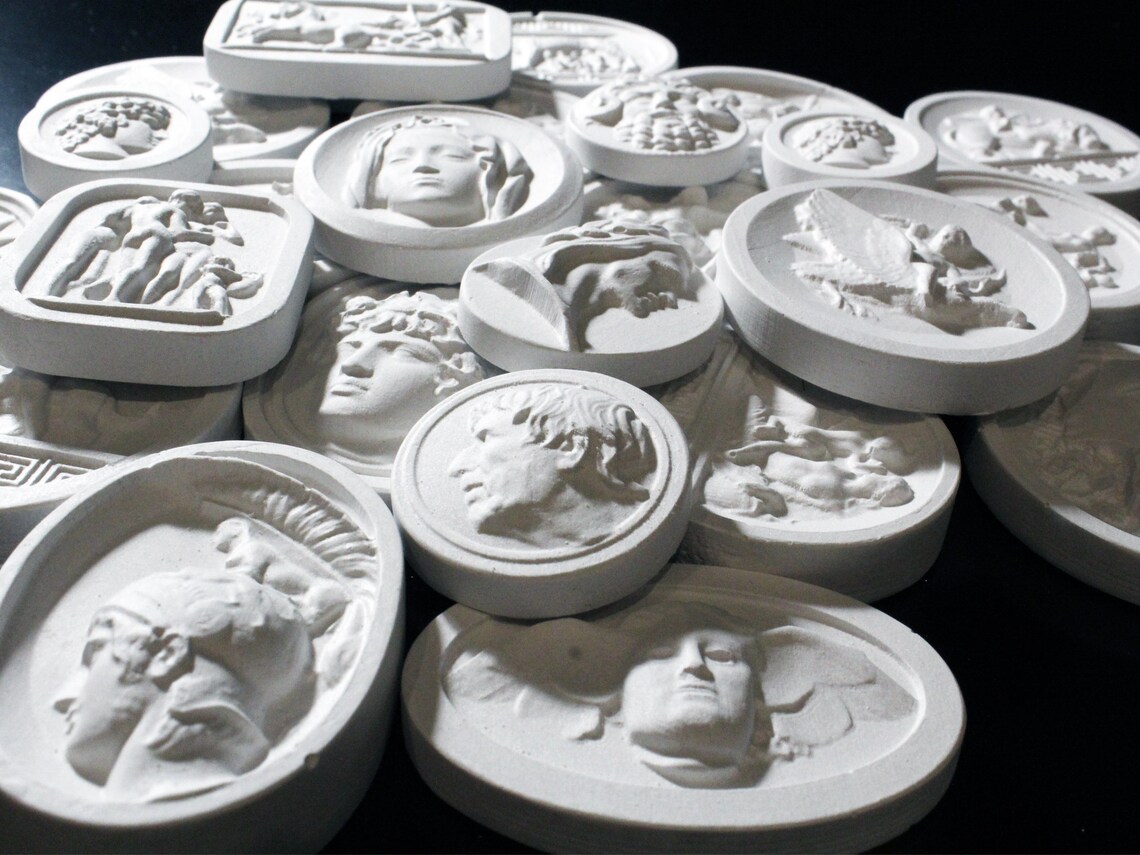 Plaster Intaglio, 10 Pieces Mixed Grand Tour Intaglios, Plaster Wall ...