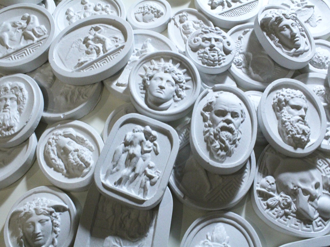 20 Mixed Grand Tour Plaster Intaglios, Plaster Intaglio, Antique Cameo ...