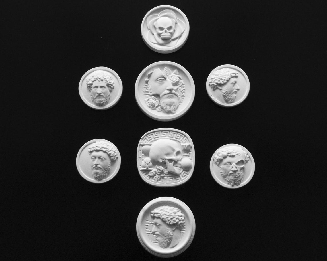 Marcus Aurelius Plaster Intaglio, 8 Pieces Grand Tour Intaglios ...