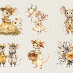 Cottagecore Mouse Clipart Collection Mouse Clipart Set Whimsical Mouse ...