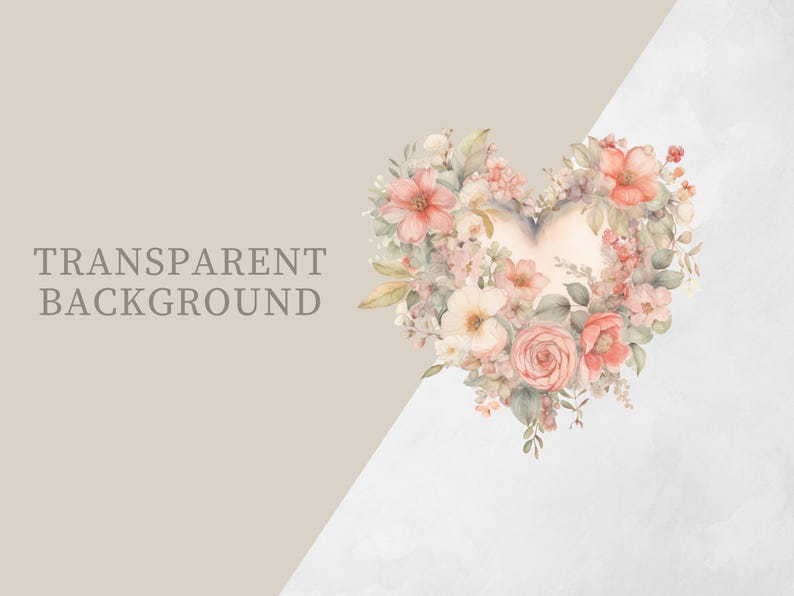 Watercolor Valentine Clipart: Hearts, Flowers, Love (PNG Digital ...