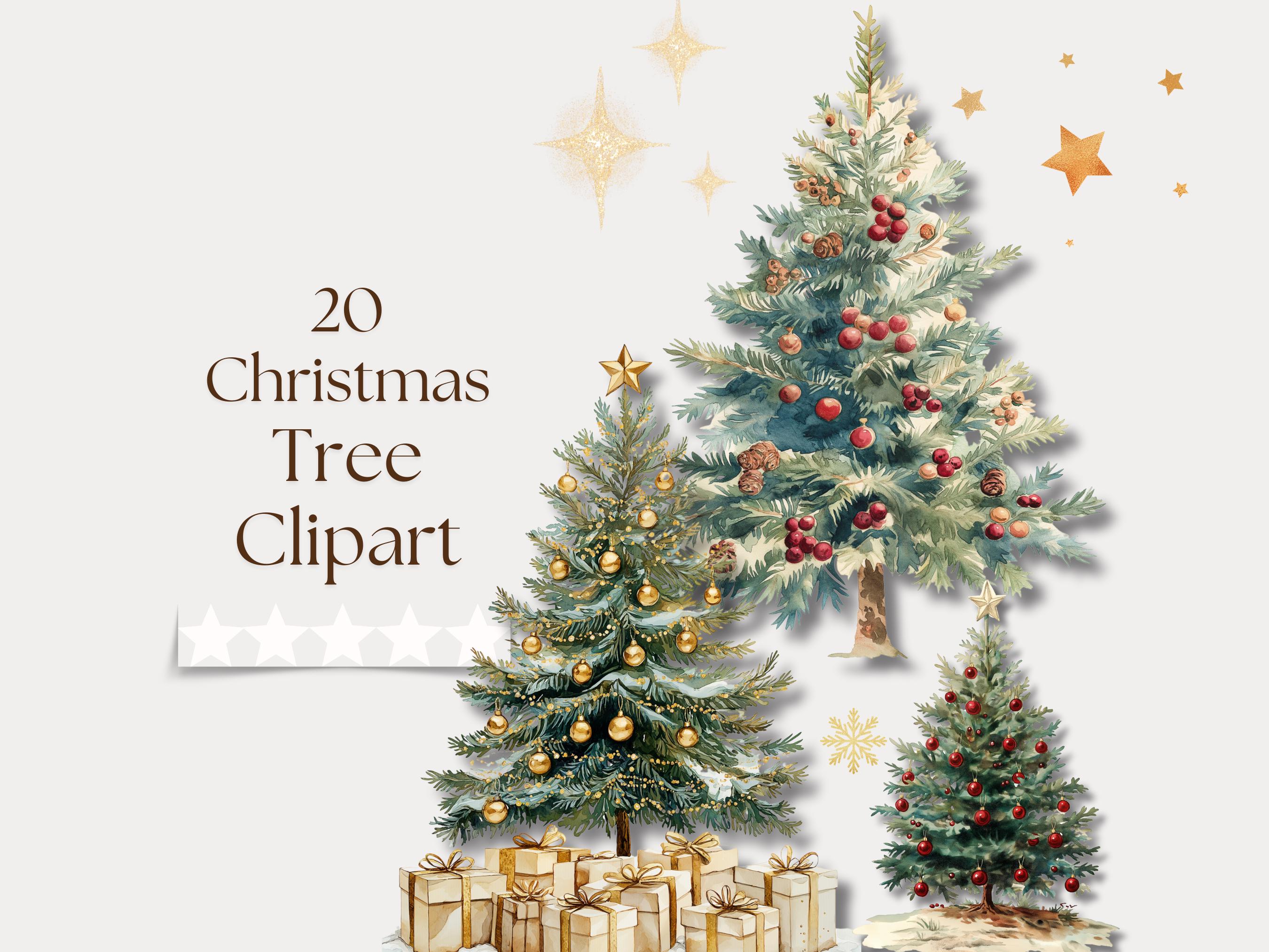 Christmas Tree Clipart, Watercolor Christmas Tree Clipart, Watercolor ...