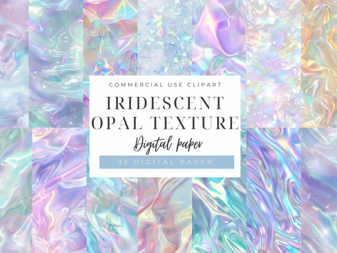 Iridescent Opal Digital Paper, Pearlescent Texture Backgrounds ...