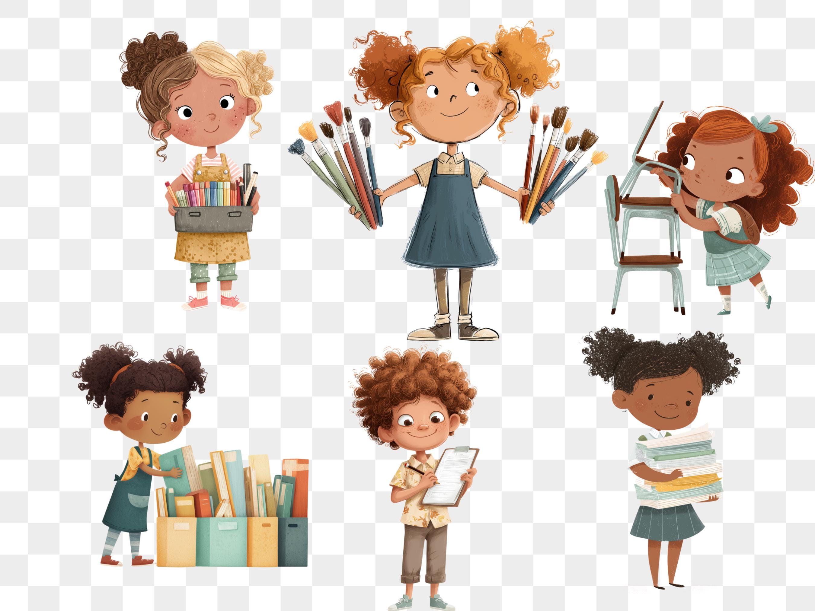 Students Classroom Jobs Clipart Bundle, School Helper Kids PNG, Teacher ...