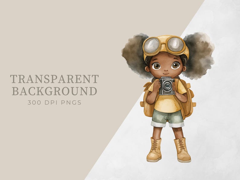 Kid Explorer Watercolor Clipart Pack Cute Kids Camping Gear and Nature ...