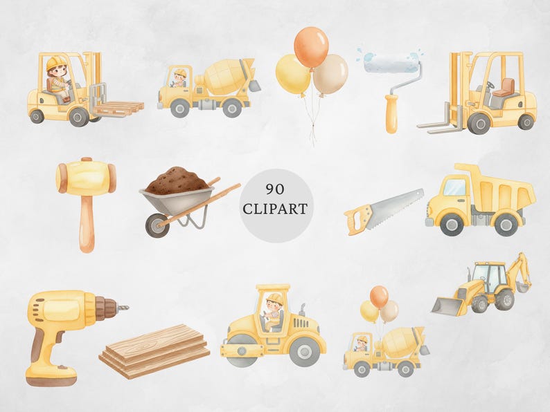 Construction Clipart Bundle | Kids Construction Vehicles PNG ...