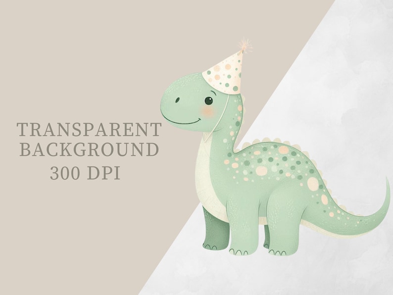 Dinosaur With Party Hat Clipart Cute Dino Watercolor Illustrations Baby ...