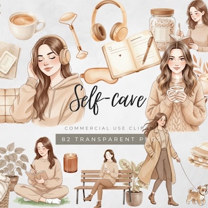 Self Care Clipart Set | Wellness Aesthetic PNG, Spa Day Illustrations ...