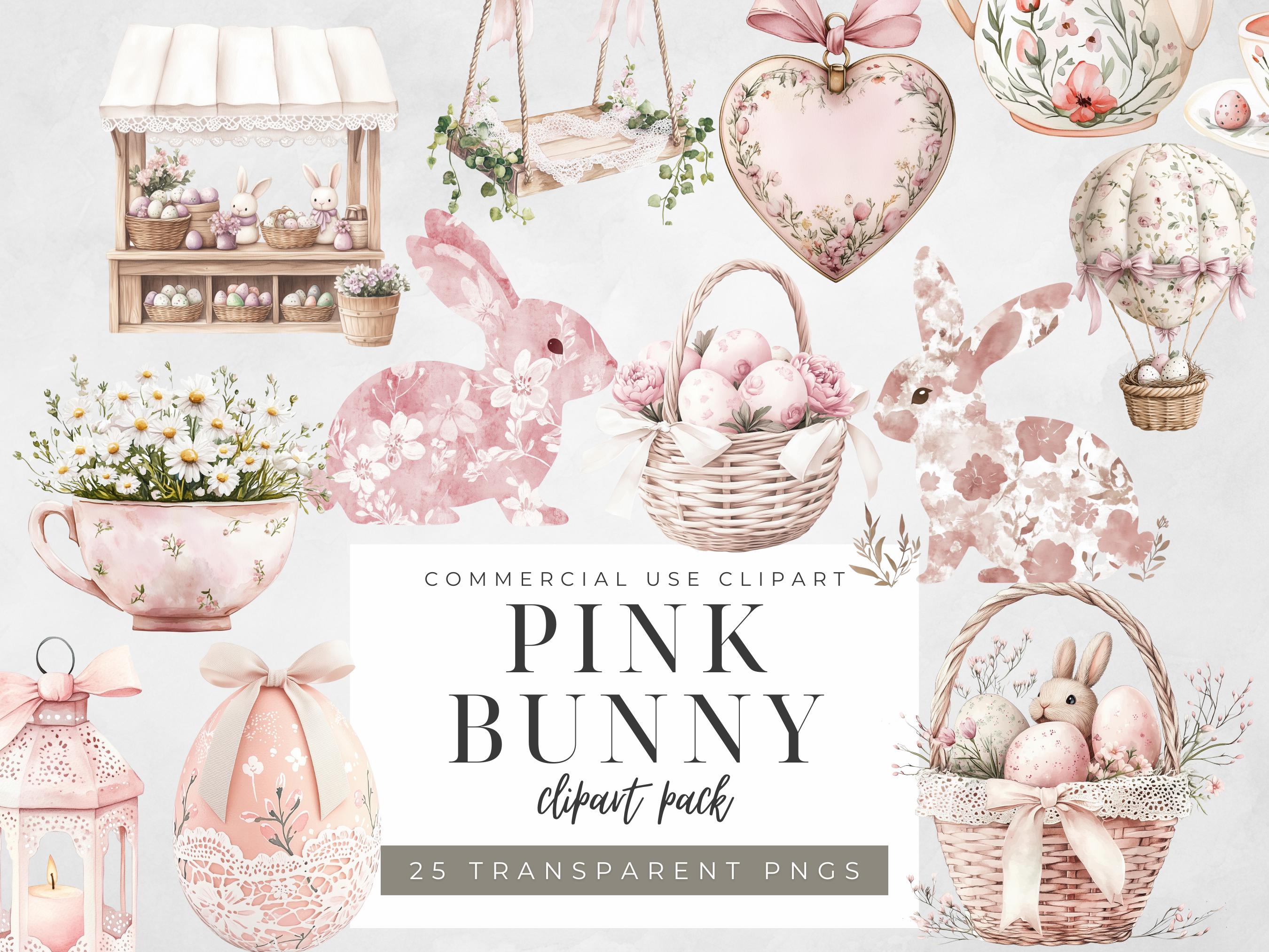 Watercolor Easter Bunny Clipart: Pastel Spring Rabbit PNG (digital ...