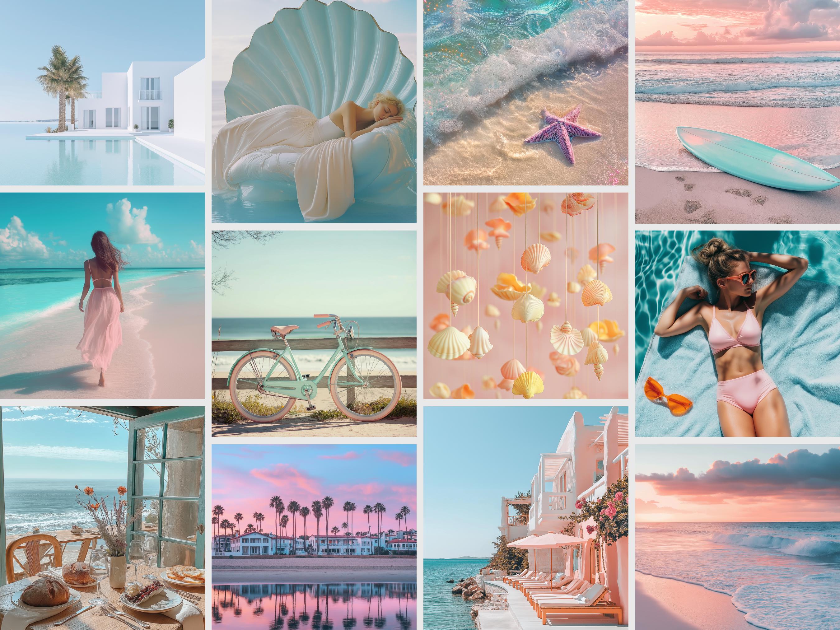 Pastel Summer Coastal Photo Collection for Faceless Marketing Aesthetic ...