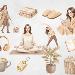Self Care Clipart Set | Wellness Aesthetic PNG, Spa Day Illustrations ...