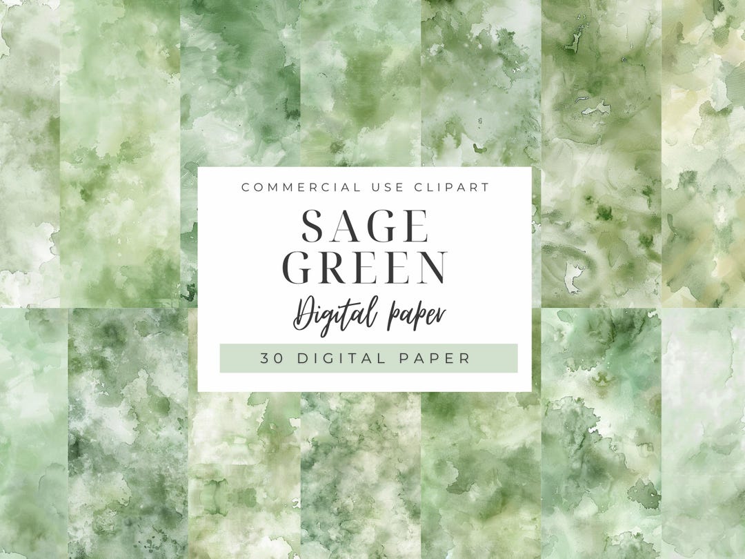 Sage Green Digital Paper Pack, Watercolor Texture Backgrounds, Neutral ...