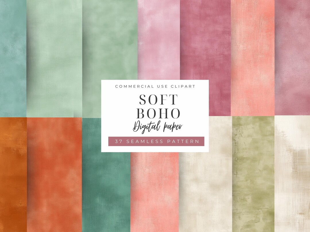 Soft Boho Digital Paper Pack, Seamless Neutral Texture Backgrounds ...