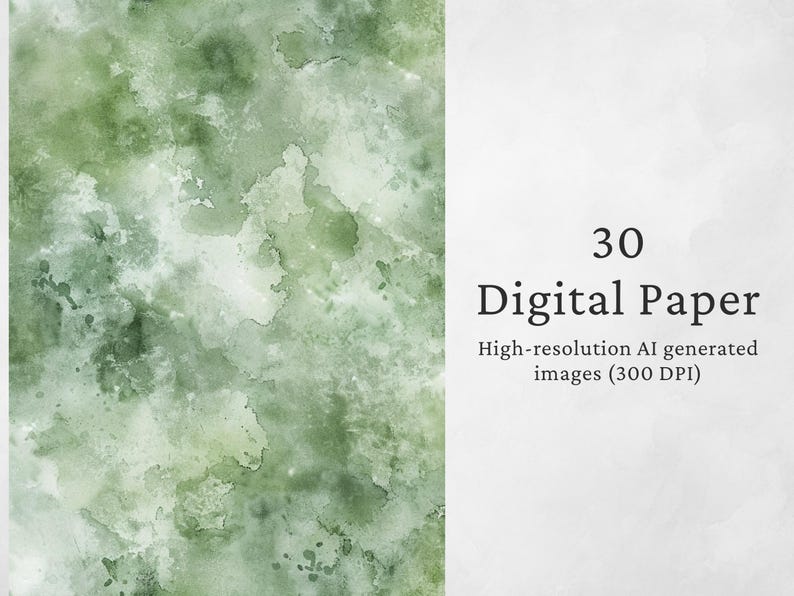 Sage Green Digital Paper Pack, Watercolor Texture Backgrounds, Neutral ...