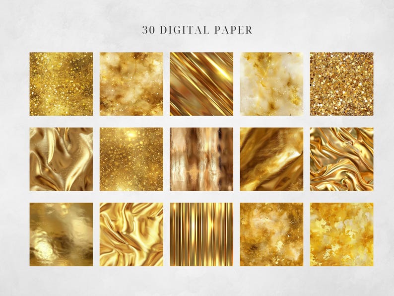 Gold Digital Paper Pack, Gold Texture Backgrounds, Seamless Gold ...