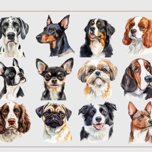 Watercolor Puppy Clipart Dog Portrait Transparent Background Dog Breed ...