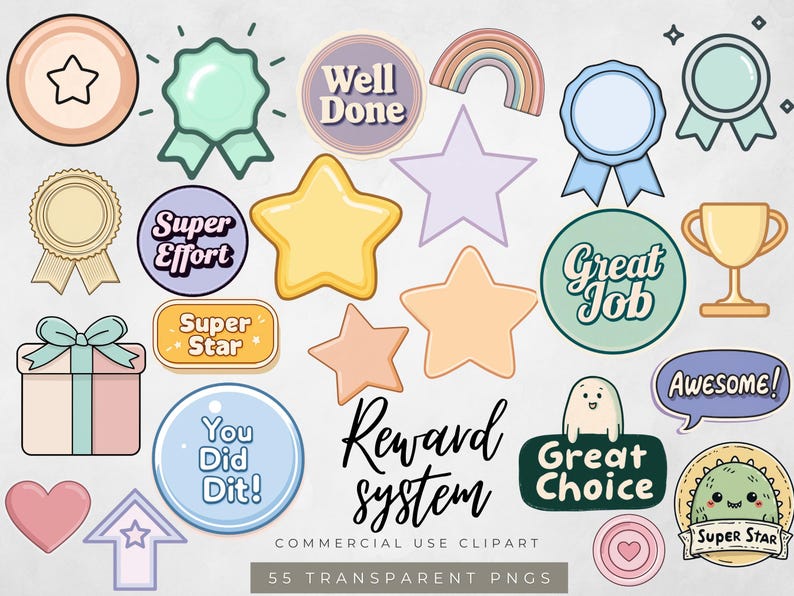 Behavior Chart and Reward System Clipart, Star Award & Encouragement ...